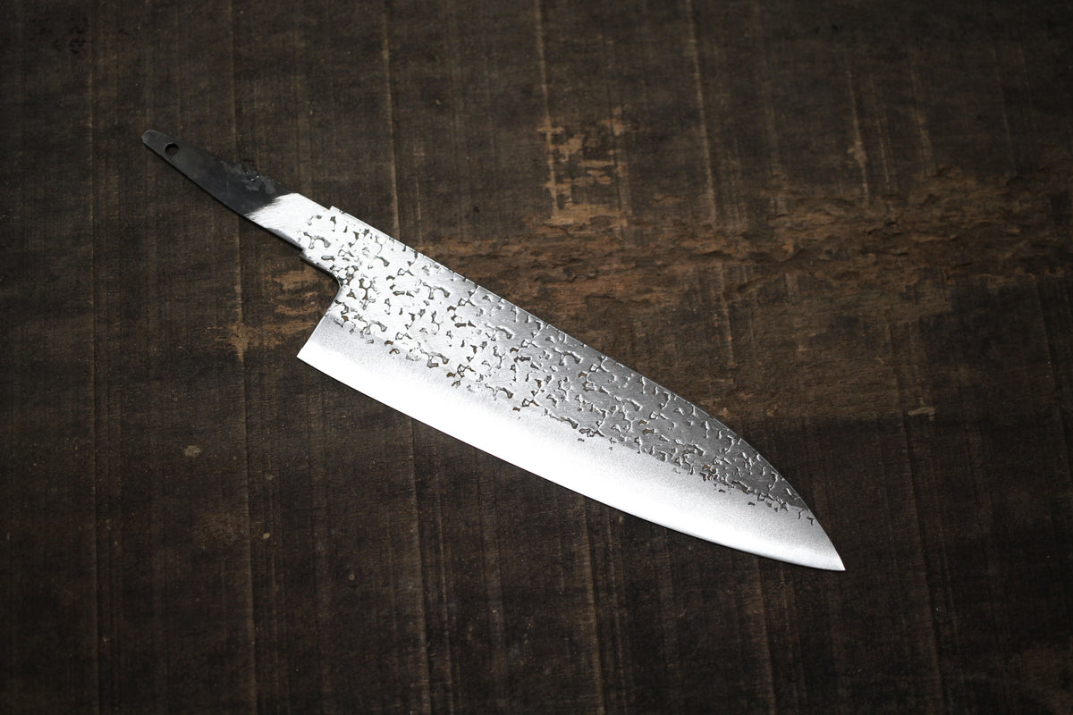 ibuki Aogami super blue steel strong hammered Santoku knife blank blad ...